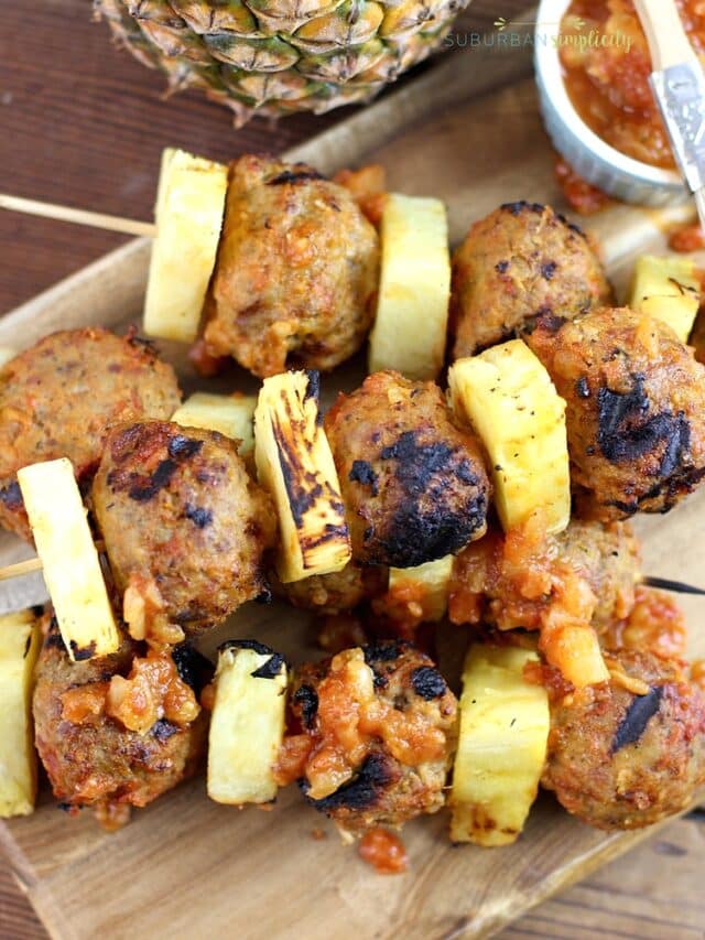 Pineapple Meatball Skewers (ready in 20 minutes) - Suburban Simplicity