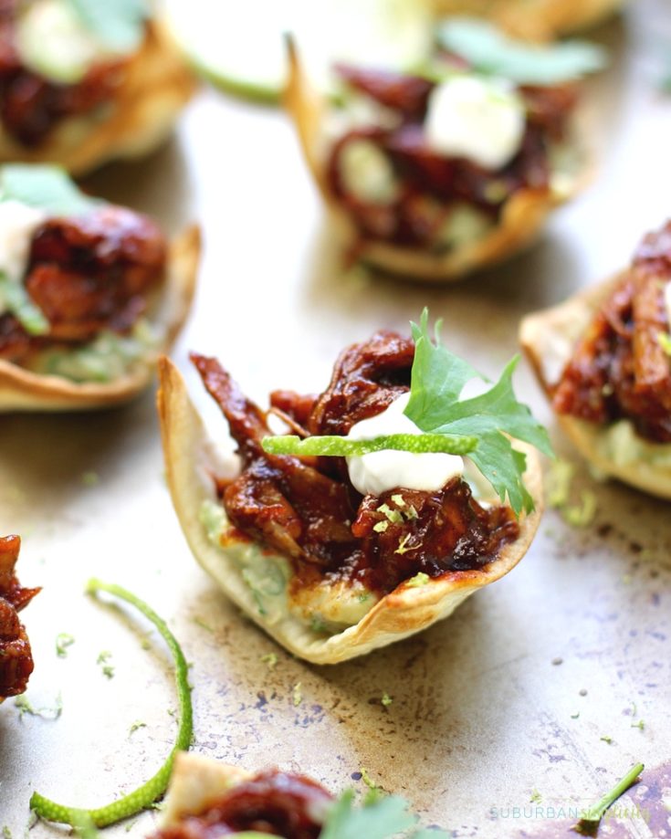 Chipotle Chicken Tostadas (Bite-Sized) - Suburban Simplicity