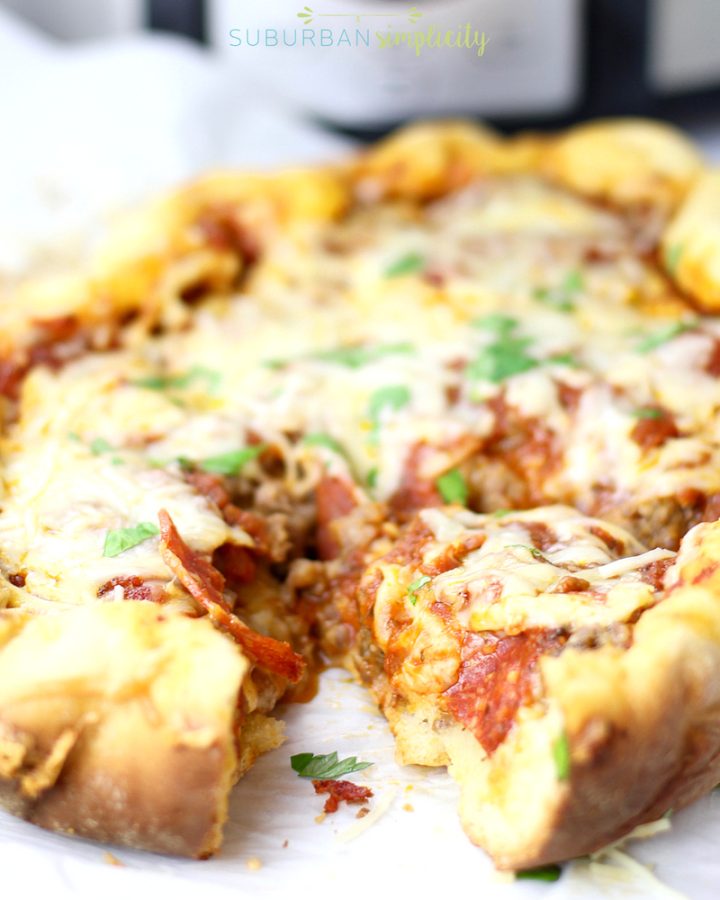 Crock Pot Pizza with Deep Dish Crust - Suburban Simplicity