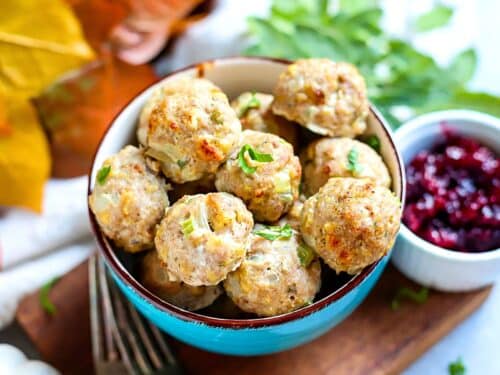 The Best Turkey Stuffing Meatballs - Suburban Simplicity
