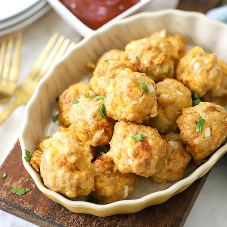 Cheesy Baked Chicken Meatballs - Suburban Simplicity