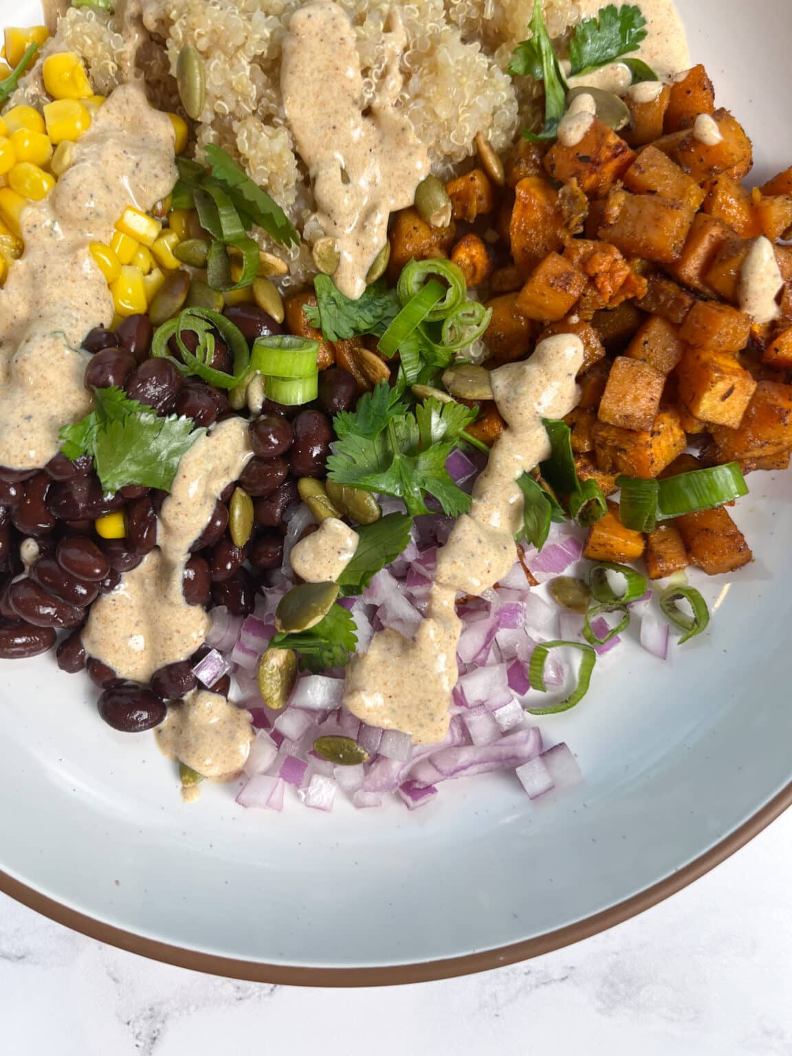 Roasted Sweet Potato and Black Bean Quinoa Bowls with Chili Lime Dressing (Video) - Suburban ...