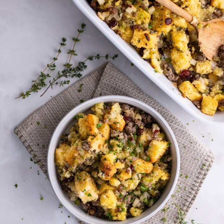 Cornbread Dressing with Sausage, Apples, and Cranberries (Cornbread ...